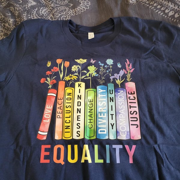 Equal Rights Shirt, Book Flower Shirt, Social Justice T-shirt, Equality ...