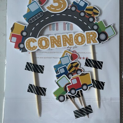 Construction Truck Birthday Cake Topper, Printable, Instant Download ...