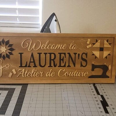 Personalized Sewing and Quilting Room Signs Wood Name Sign Gift for ...