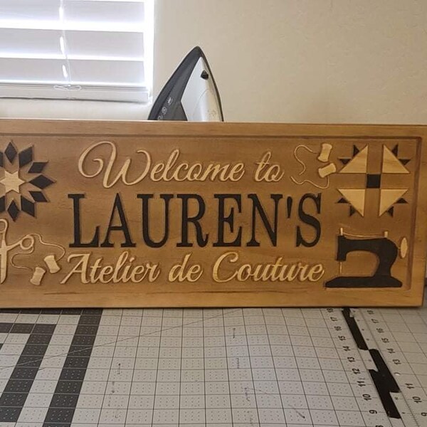 Personalized Sewing and Quilting Room Signs Wood Name Sign Gift for ...