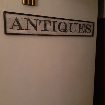 Early Looking Antique Primitive ANTIQUES Wooden Sign Custom ...