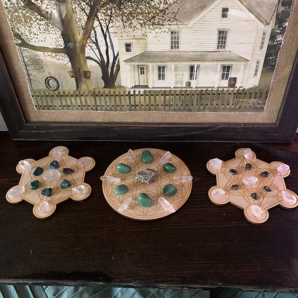 Abundance and Good Fortune Crystal Grid Kit Flower of Life Reiki ...