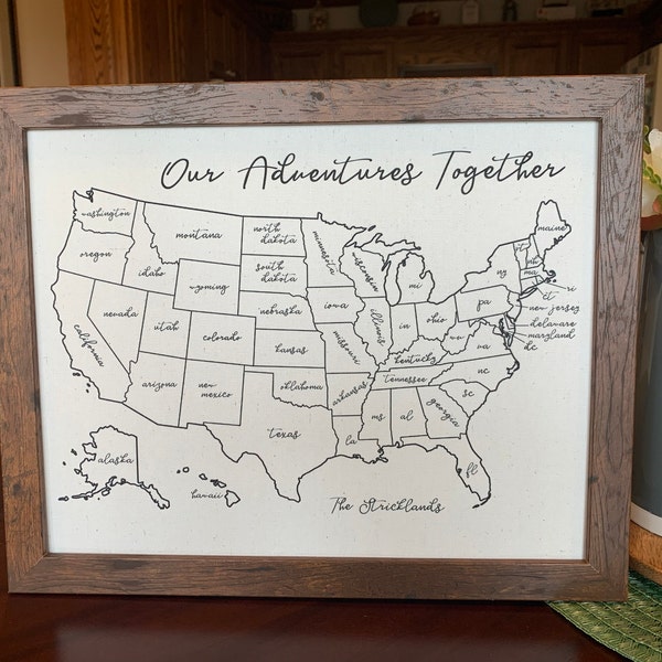 Push Pin Map, Personalized Gift Travel Map United States, Second ...