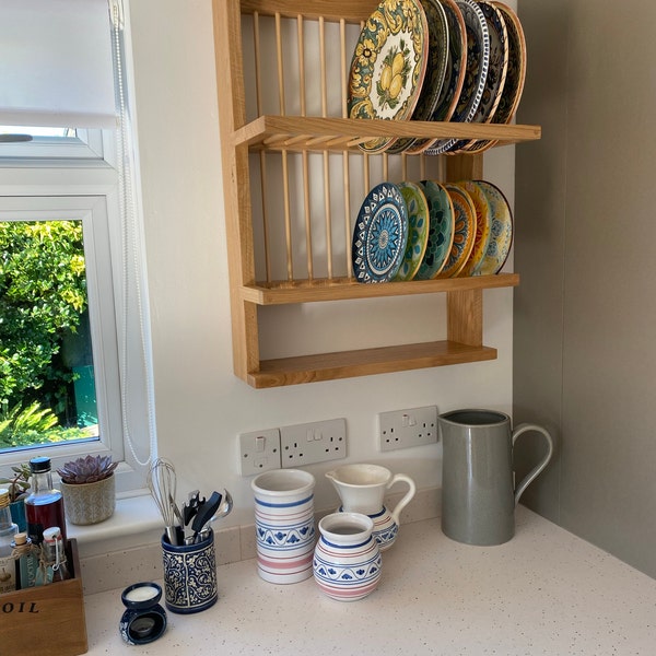 Handmade Solid Wood Plate Rack - Etsy UK