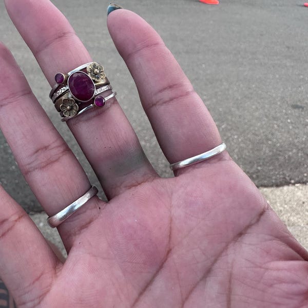 Sterling Silver Heart Dangle Charm Ring Love Ring for Her Silver ...