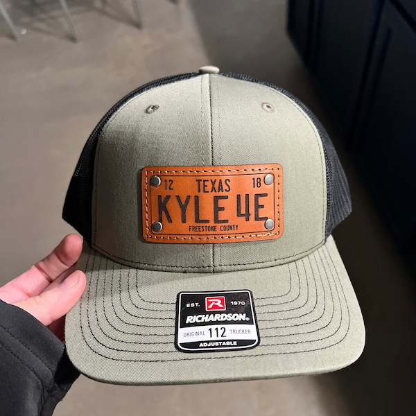 Custom Richardson 112 Laser Engraved Leather Patch Hat- Custom License ...