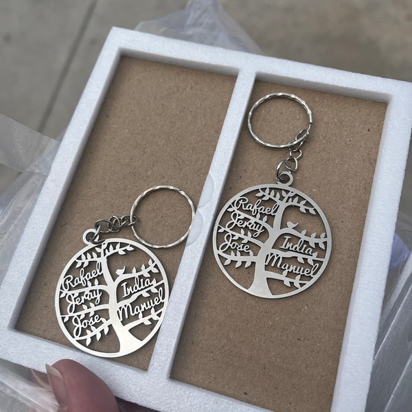 Personalized Tree of Life Name Keychain - Custom Keyring With Family ...