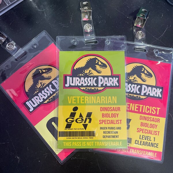 Jurassic Park - Clip-on Ingen ID Photo Pass Badge Set Prop Collection ...