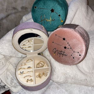 Constellation Custom Jewelry Box, Round Jewelry Case, Customizable ...