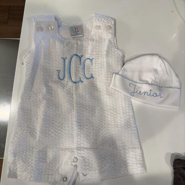 Baby Boy Coming Home Outfit, Baby Boy Monogrammed Bloomer Set, Newborn ...