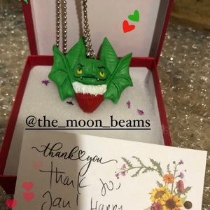 Pink Krampus Pendant Necklace-pastel Goth Clay Jewelry-hand Painted ...