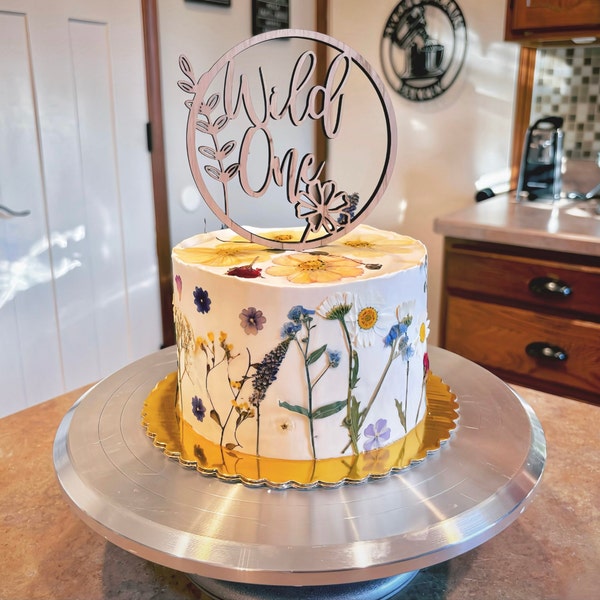 Wild One Flower Cake Topper Wildflower Baby Shower Floral Birthday Cake ...