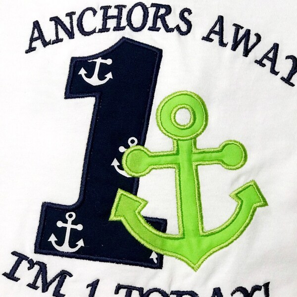 Anchor Number 1 Applique Embroidery, Nautical 1st Birthday Machine ...