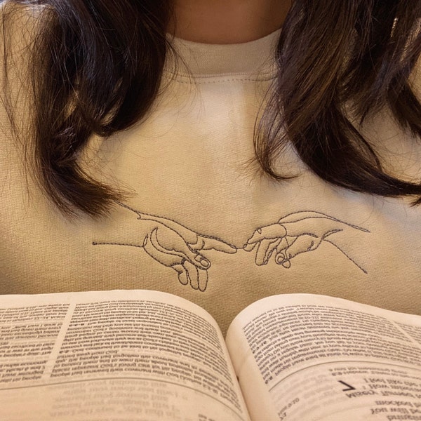 Creation of Adam Sweatshirt, Embroidered Hoodie, Line Art Shirt, God ...