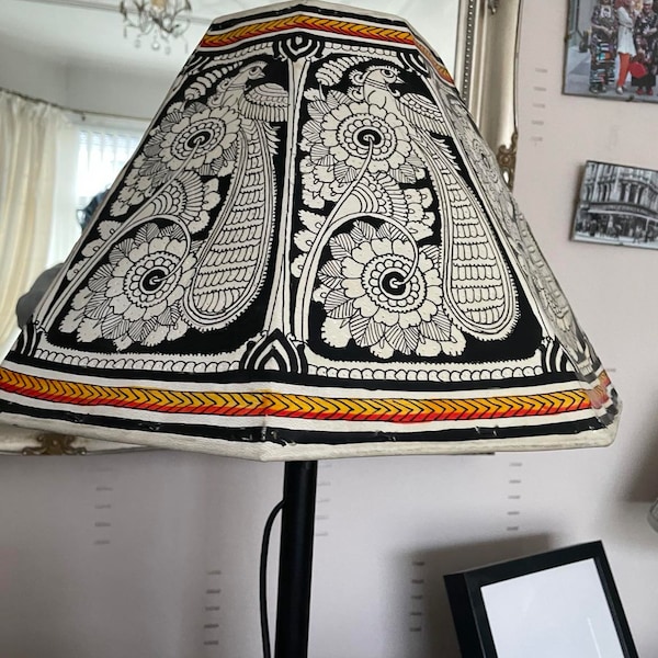 Large Floor Lamp Shade in Vintage Style Plain Hand Painted Leather ...