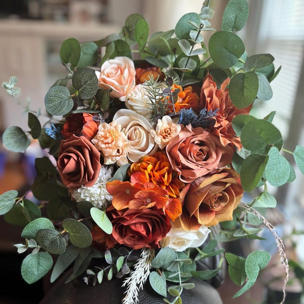 Rust Orange Wedding Bouquet, Terracotta Bridesmaids Bouquets, Rust ...