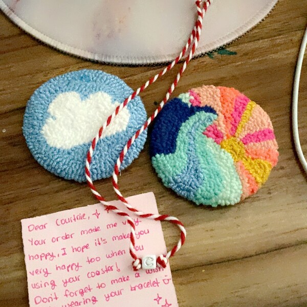 Punch Needle Coasters, Handmade Mug Rug Drink Coasters, Hand Tufted ...