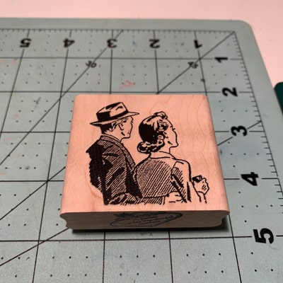 Man and Woman Looking RUBBER STAMP, Couple Rubber Stamp, Retro Rubber ...