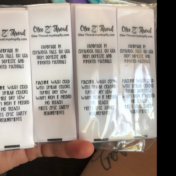 White Satin USA Tracking Label - Custom Tracking Label - CPSIA/CPSC ...