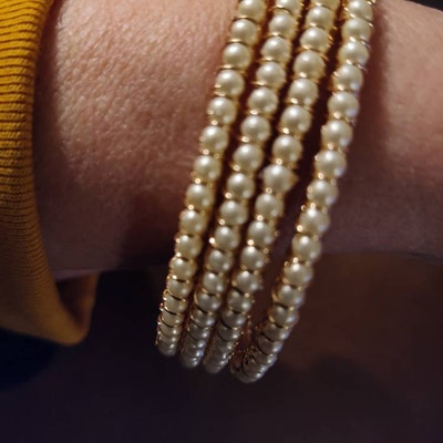 Designer Pearl Bangles indian Bangles bridesmaid Gift Gold Plated Pearl ...