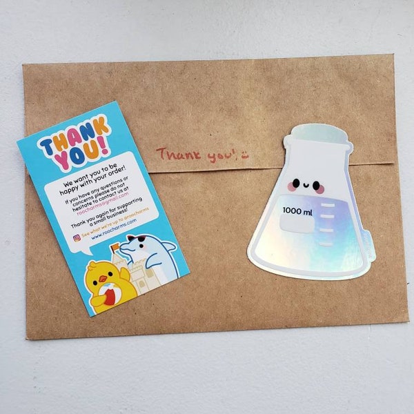 Holographic Beaker Sticker, Cute Chemistry Flask, Biology, Lab Tech ...