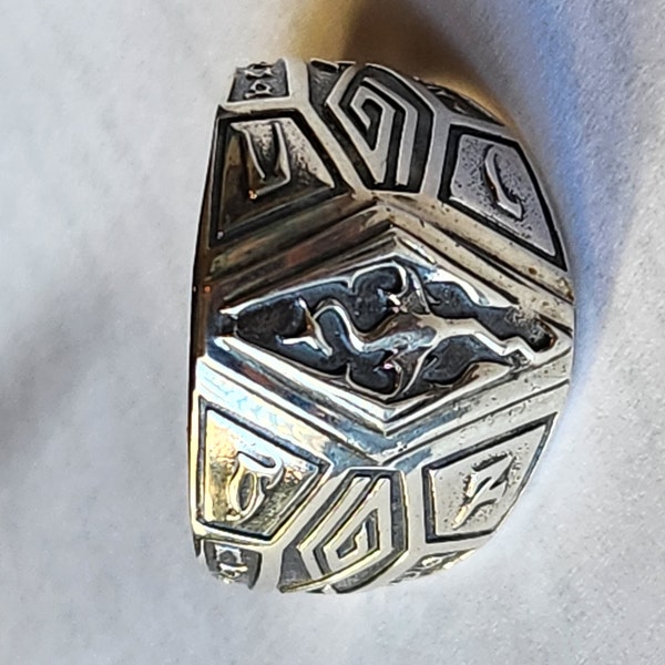 Sterling Silver Imperium Dragon Ring With Runes, Daedric Artifact ...