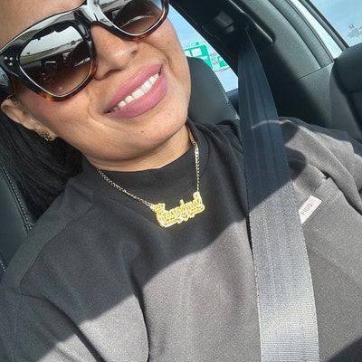 Personalized 14K Gold Plated Single Plate Name Necklace Classic 80s 90s ...