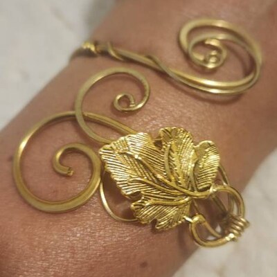 Silver Ivy Leaf Bracelet, Handmade Forest Vine Cuff Bangle, Elven ...