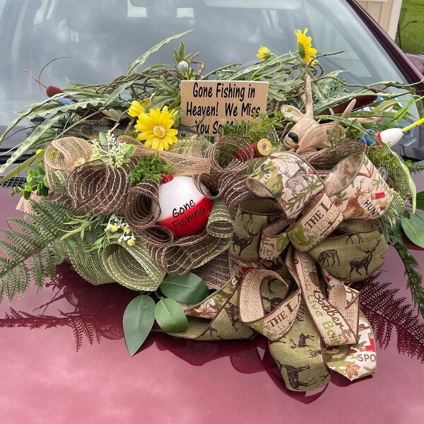 Fishing & Hunting Funeral Arrangement, Fisherman/hunter Planter Box ...