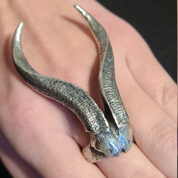 Goat Horn Ring 'sabbath' large Sterling Silver, Dark, Gothic, Witchy ...