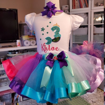 Mermaid Tail Number 3 Applique Princess Birthday Machine Embroidery ...