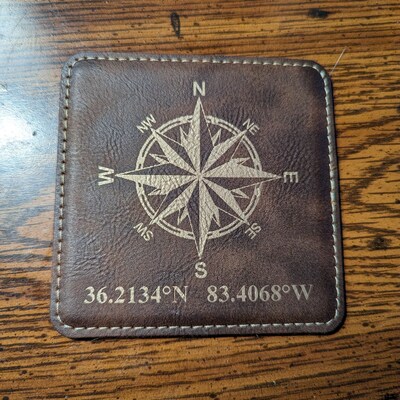 Personalized Leather Coasters Set of 6 W/holder, Custom Coaster Set ...