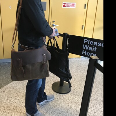 Mens Leather Briefcase Waxed Canvas Courier Bag Canvas - Etsy New Zealand