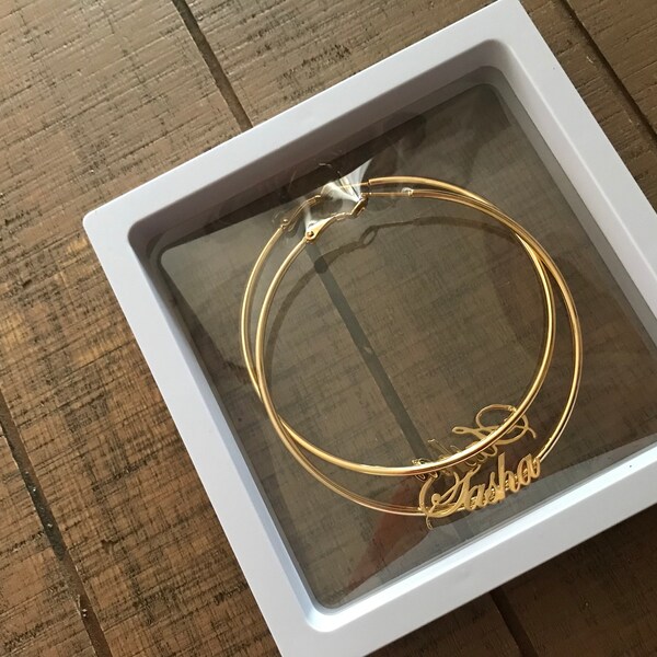 Big Hoop Cursive Earrings by Beceff® • Decent Looking Bespoke Stylish ...