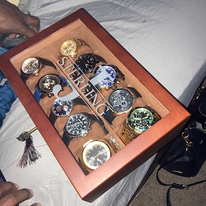 Personalized Rustic Watch Box Holds 10 Watches, Wood Watch Box ...