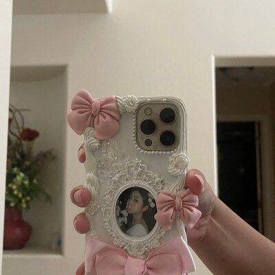 Pink Ribbon Bow Baroque Style Decoden Phone Case Baroque Style Hand ...