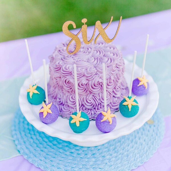 Six Cake Topper, 6th Birthday Cake Topper, Glitter Party Decorations ...
