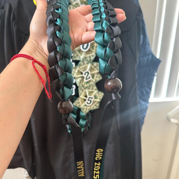 Open Colorblock Lei, Grad Lei, Satin Braided Lei, Ribbon Lei ...