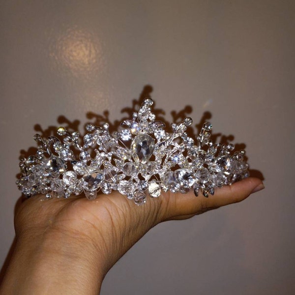 Blue Crystal Tiara, Emerald Tiara, Wedding Tiara, Crystal Crown ...