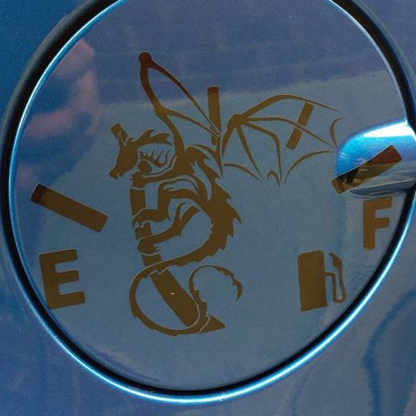 Dragon Empty Gas Tank Car Decal, Funny Car Decal, Dragon Laptop Decal ...