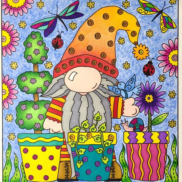 GNOMES in the GARDEN PDF Pages to Color. 17 Pages of Gnomes, Flowers ...