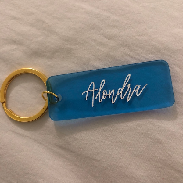 Colorful Rectangle Keychain | Back to School | Custom Calligraphy Name ...