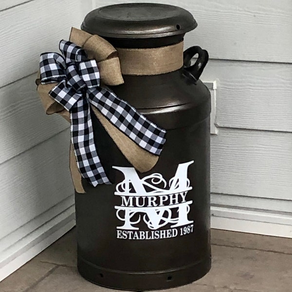 Milk Can Decal, Monogram Vinyl Decal, Vinyl Decal for Flower Pot, Farm ...