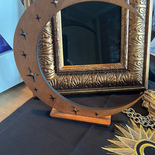 Wooden Moon and Stars Décor - 2 Size Options - Display Stand Included ...