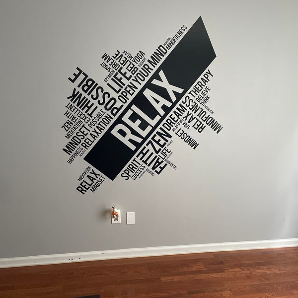 Relax Vinyl Wall Decal Words Cloud Zen Meditation Room Spa Massage ...
