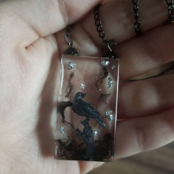 Raven Necklace, Crow Necklace, Spirit Animal Necklace, Halloween Gift ...