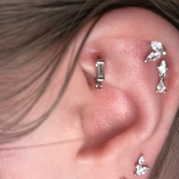 Tiny Diamond Rook Hoop Earring • Helix Hoop • Rook Earring • Helix ...