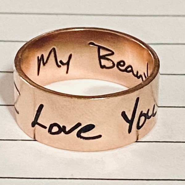 Memorial Handwriting Ring • Actual Handwriting Band Ring • Eternity ...