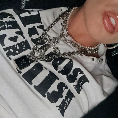 FALLEN ANGEL Stainless Steel Barbed Wire Winged Angel Cross Necklace ...