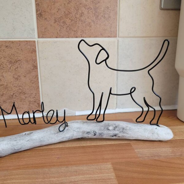 Handmade Wire Labrador on Driftwood, Home Decor, Dog Gifts, Wire Art ...